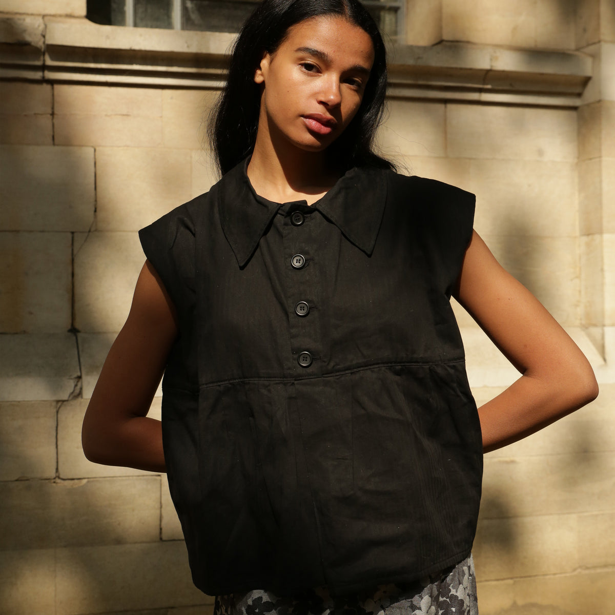 Black Herringbone Smock Shirt – Kate Sheridan