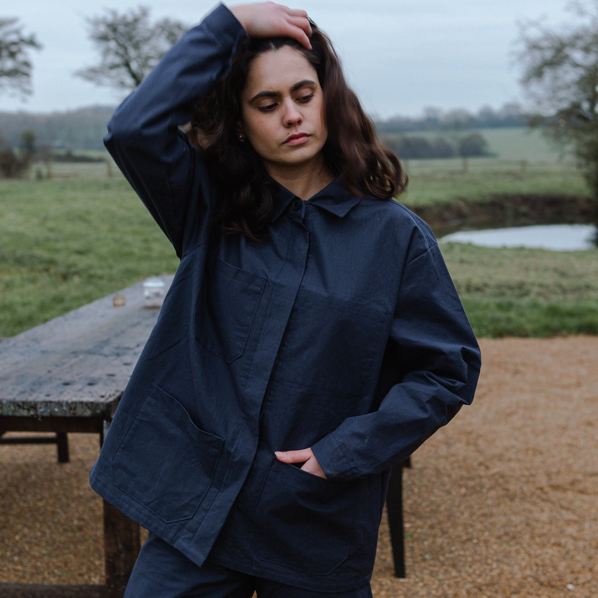 Navy Grid Chore Jacket – Kate Sheridan